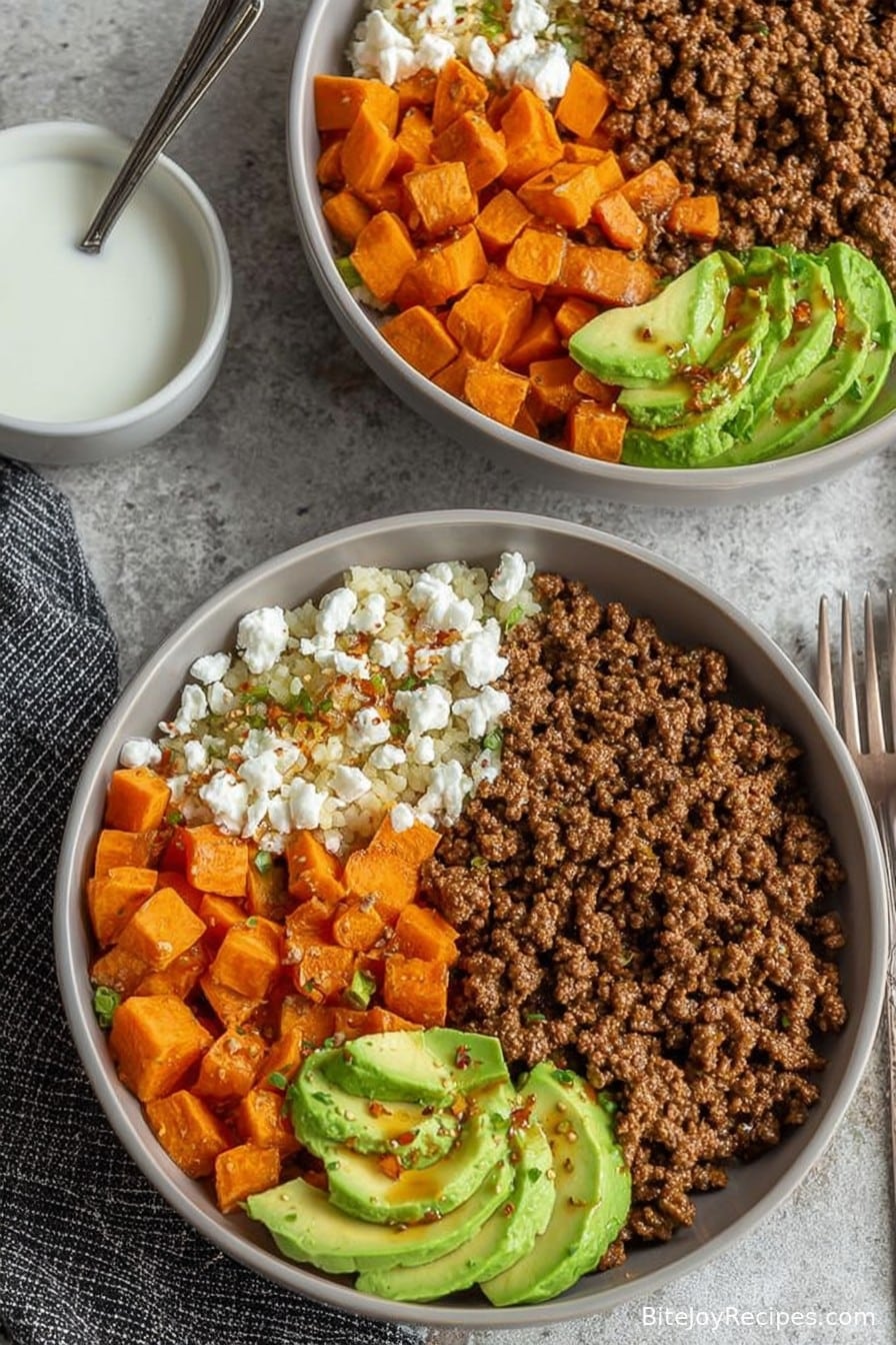 Hot honey ground beef bowls - bitejoyrecipes.com