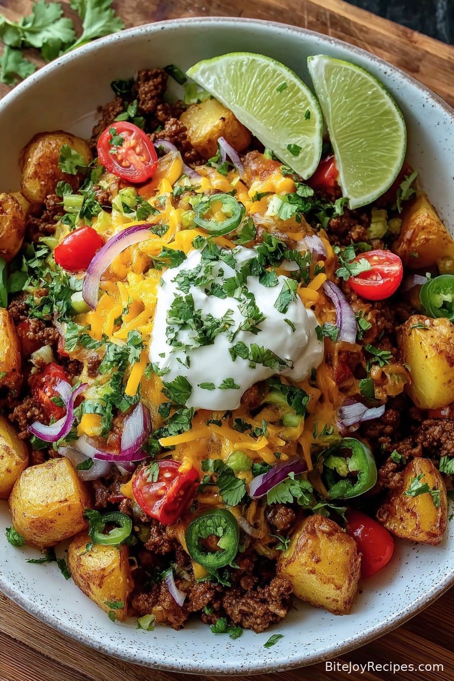 Loaded Potato Taco Bowl - bitejoyrecipes.com